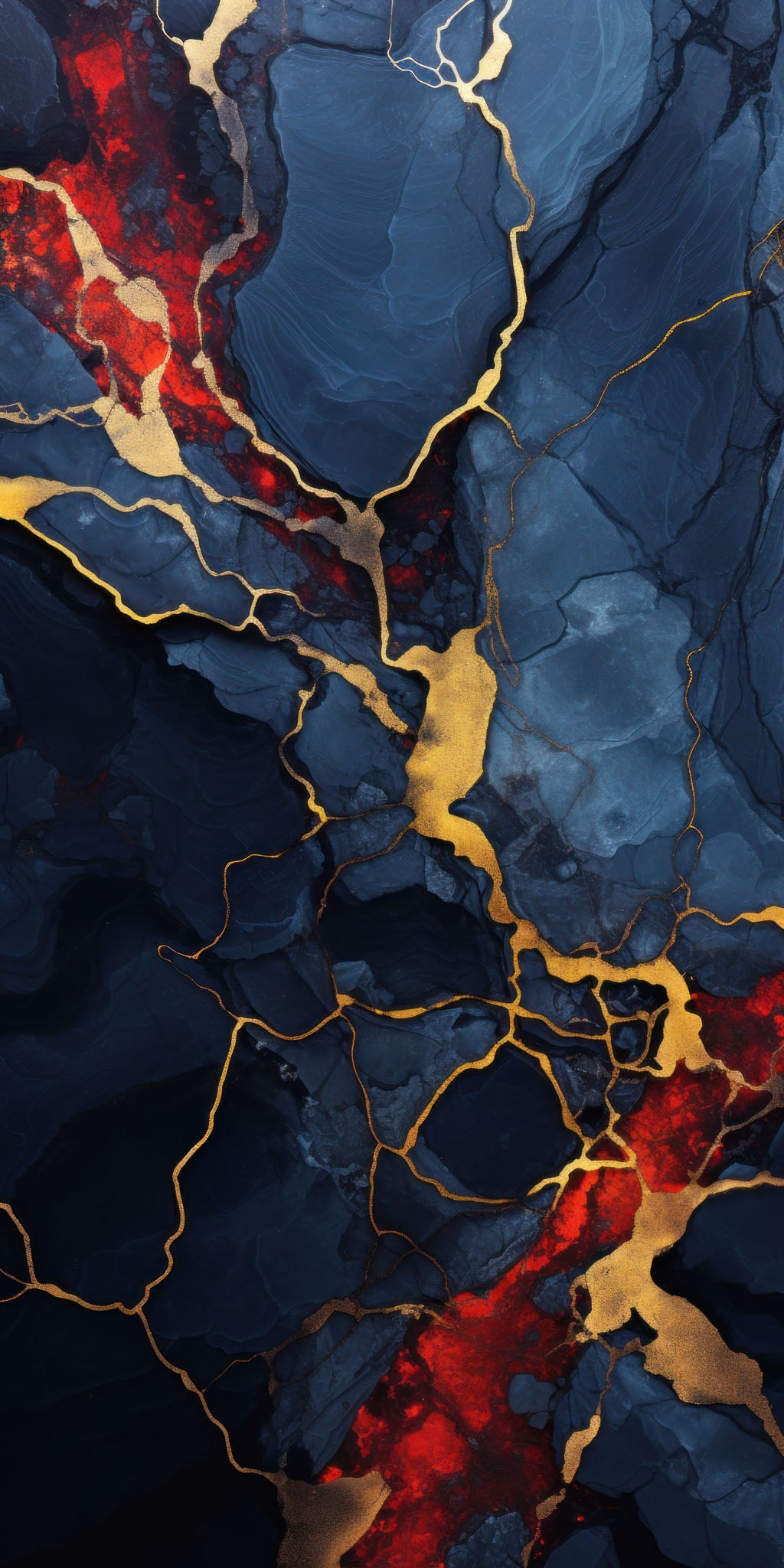 Indego Gold and Ruby Abstract Art - Luxurious Modern Design with Navy ...